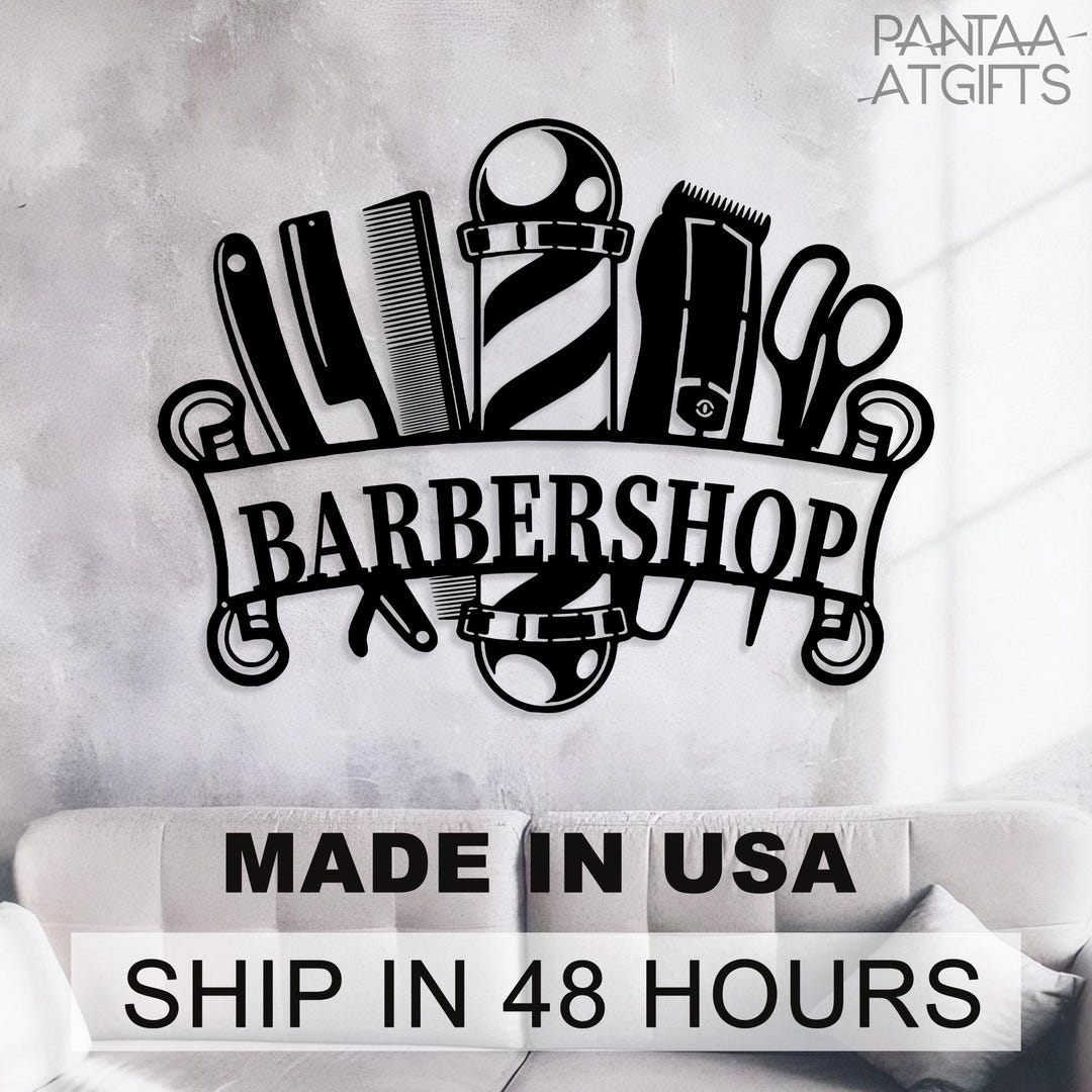 Personalized Barber Shop Metal Wall Art,custom Barber Shop Name Sign ...
