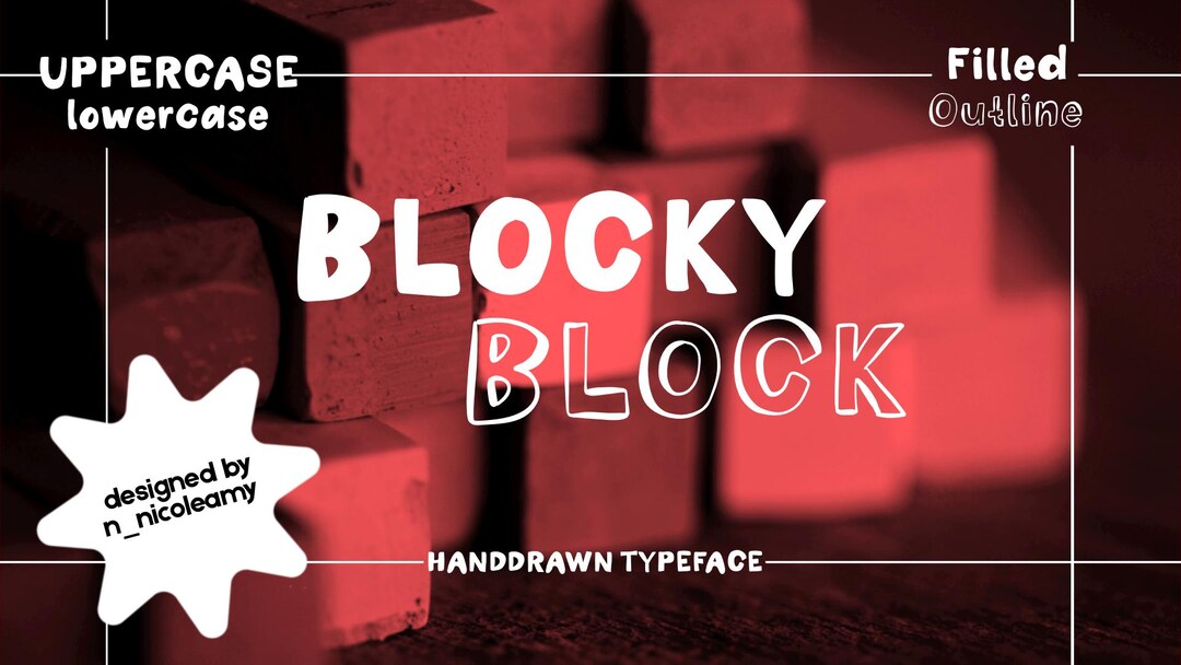 Block Block Font | Blockish Font | Hand Drawn Font | Digital Font - Etsy