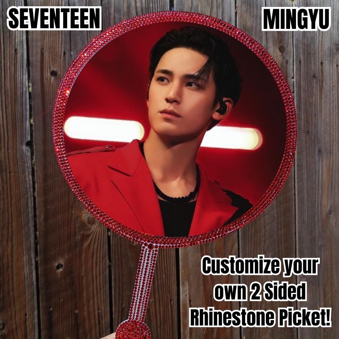 Mingyu SEVENTEEN Handmade KPOP Rhinestone Handheld Picket Korean Fan ...
