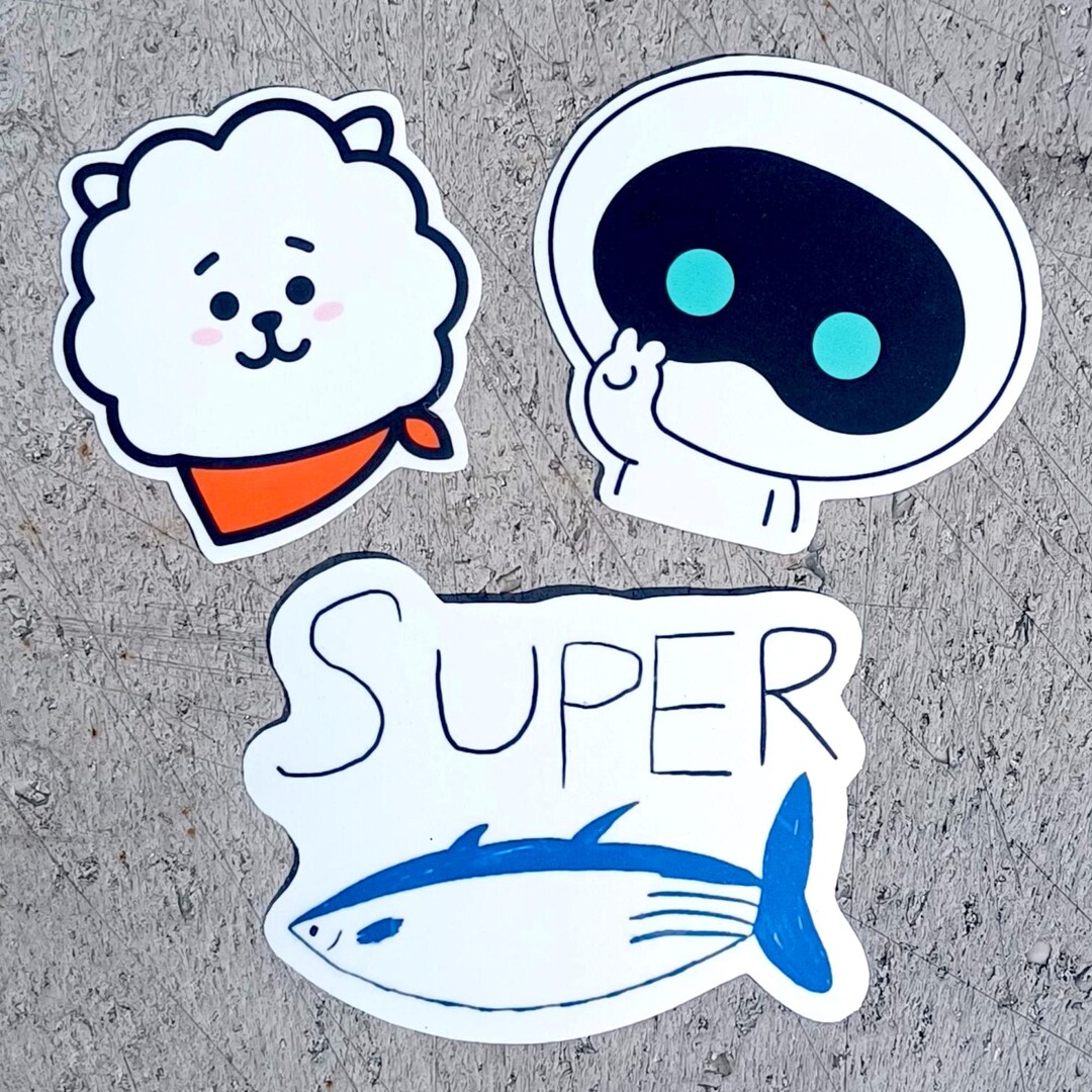 JIN BTS Waterproof 2 Inch Glossy Vinyl Stickers Kpop Set of 3 RJ Wooteo ...