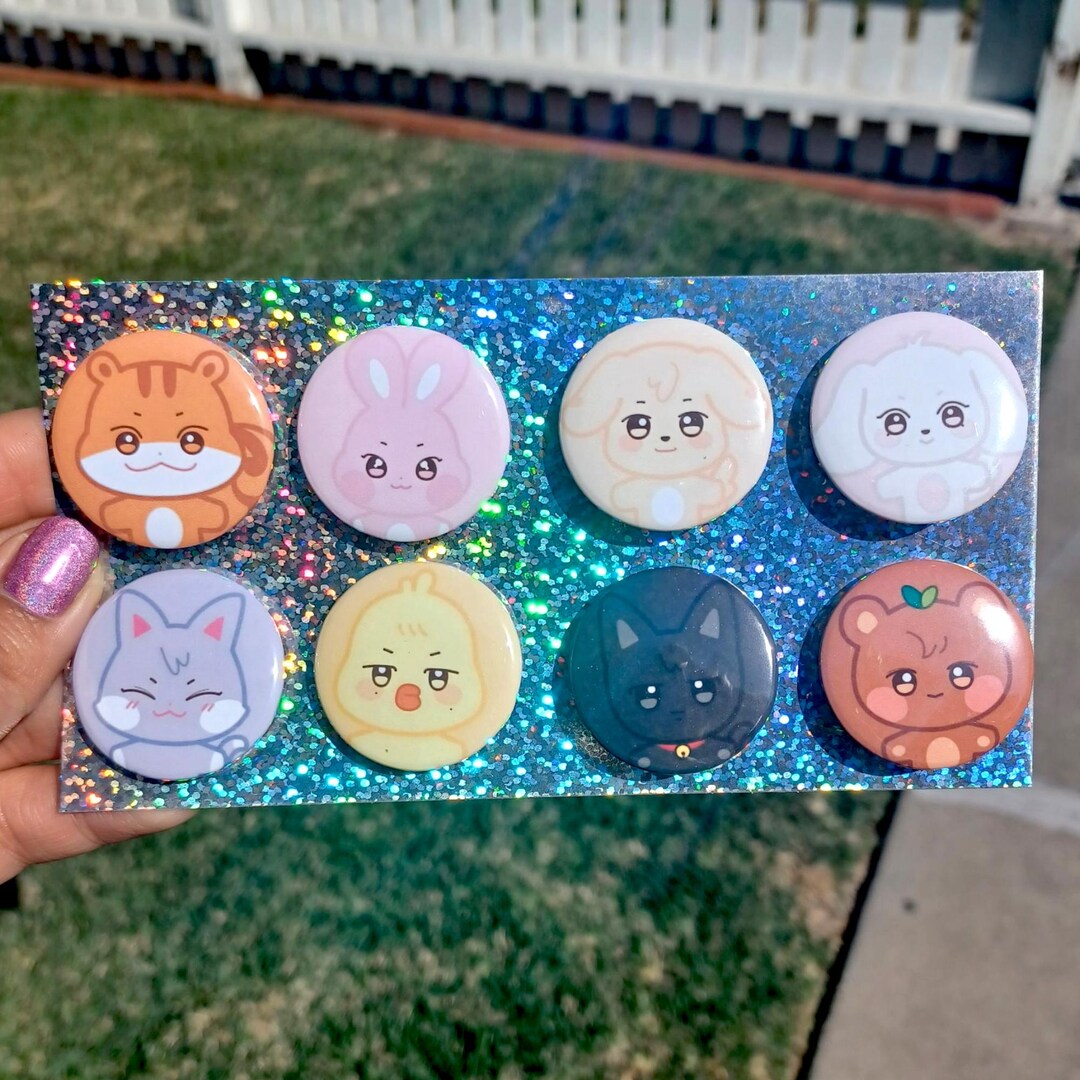 ATEEZ Rainbow Holographic Glossy Metal 1.25 Inch Buttons KPOP Set of 8 ...