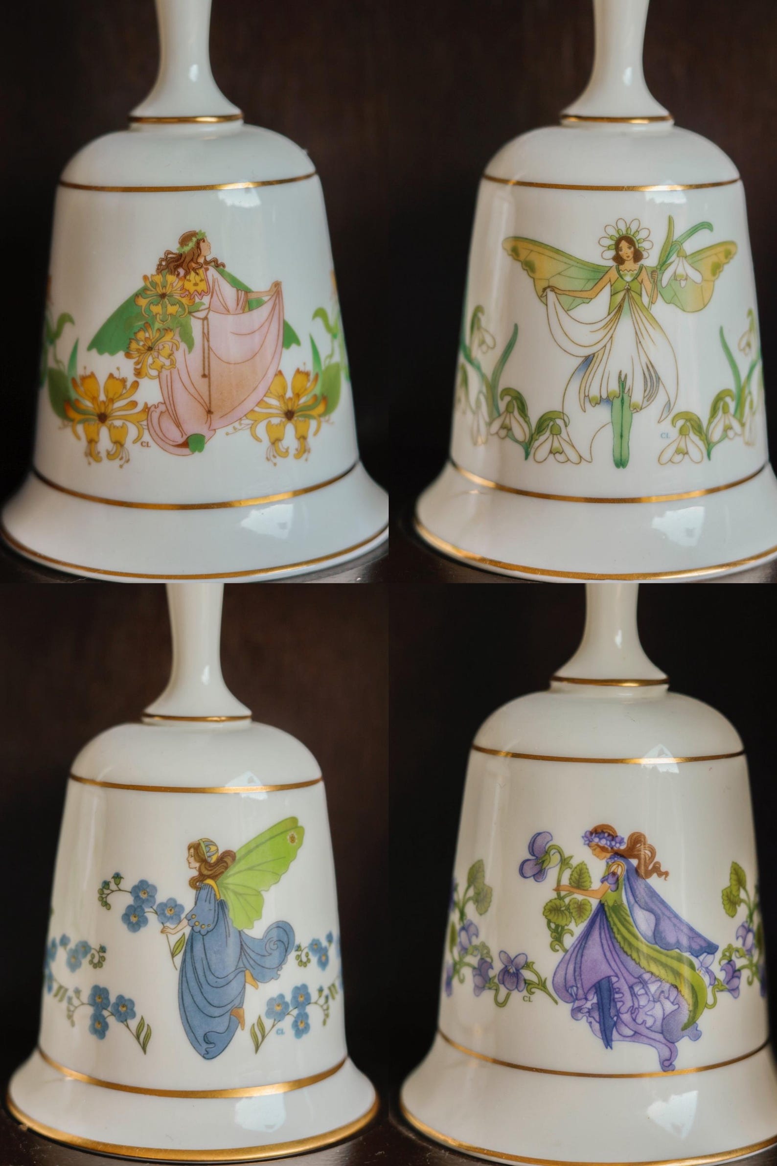 Vintage Franklin Porcelain Flower Fairy Bell, 1979 Gold Trim - Etsy