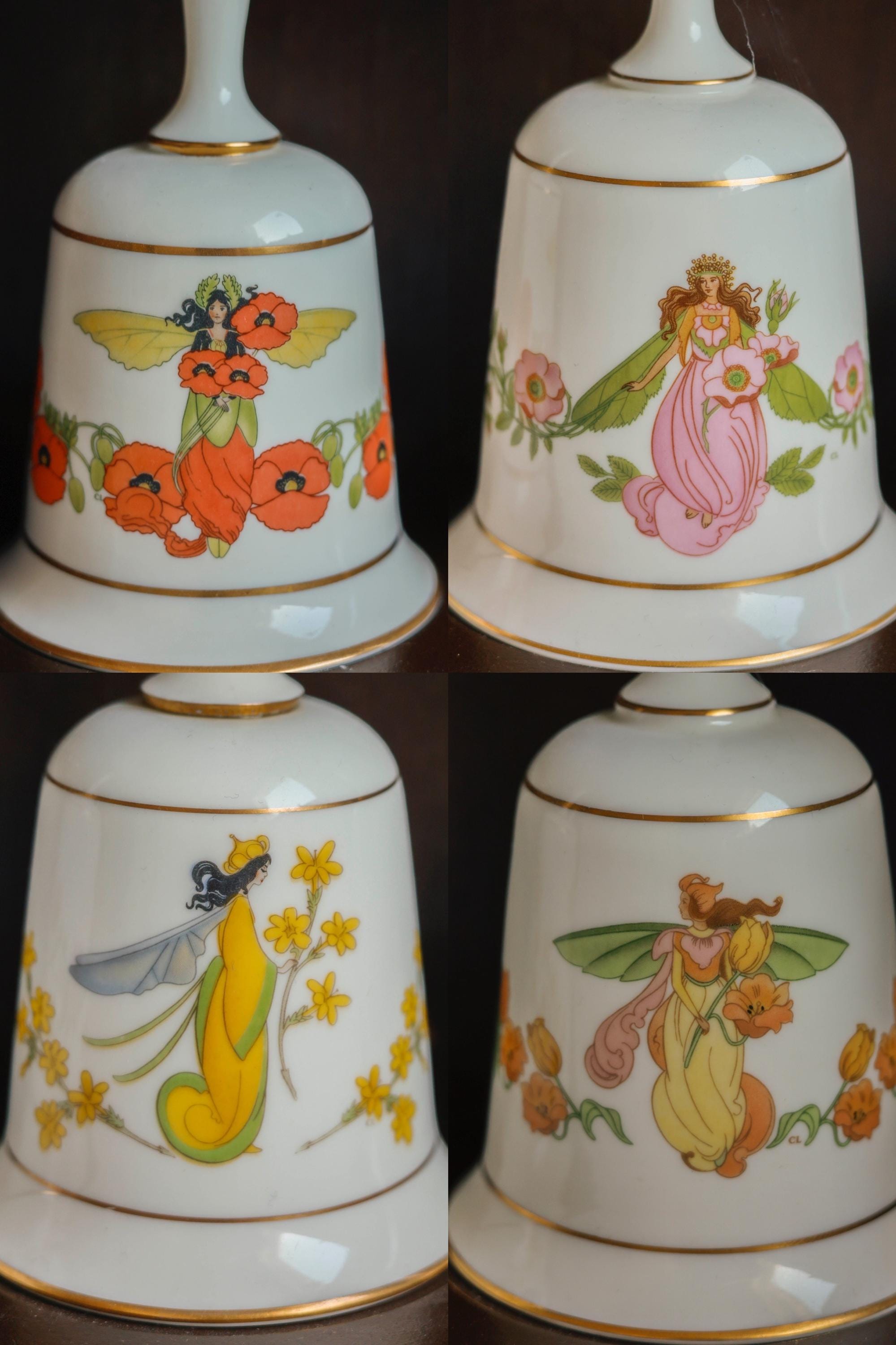 Vintage Franklin Porcelain Flower Fairy Bell, 1979 Gold Trim - Etsy