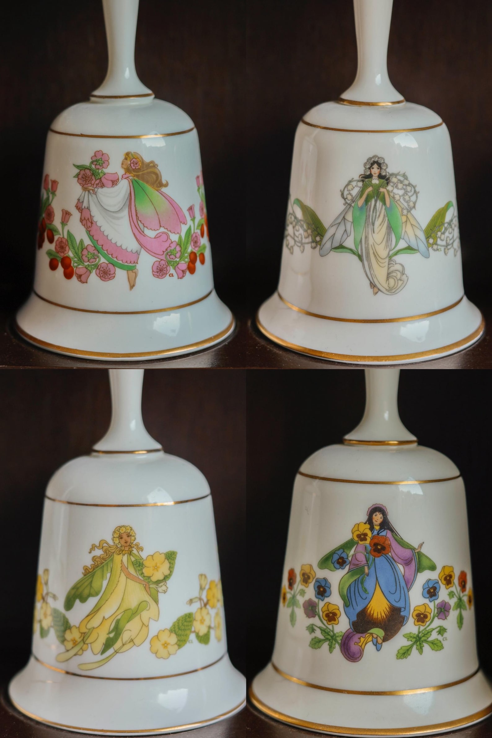Vintage Franklin Porcelain Flower Fairy Bell, 1979 Gold Trim - Etsy