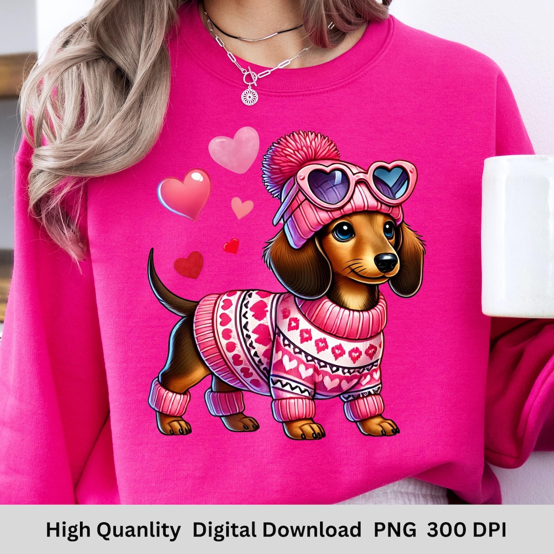 Dachshund Dog, Valentine Dog Png, Valentine's Day Dog Mom Png, Love ...