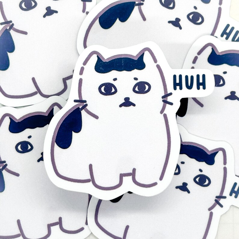 Huh Meme Cat Die-cut Vinyl Sticker Vinyl Glossy Stickers for Planner ...
