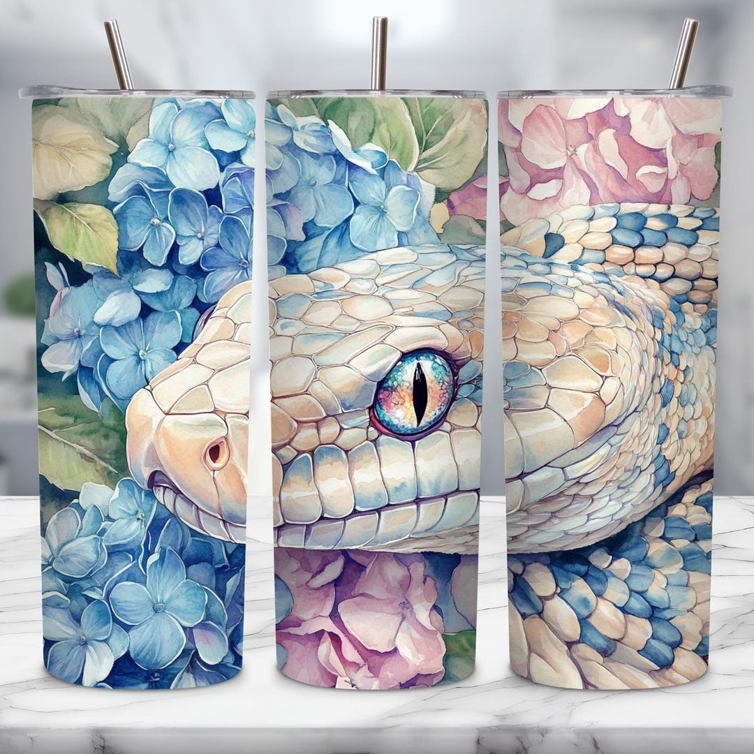 Pastel Floral Snake Skin Python Flowers, 20oz Skinny Tumbler ...