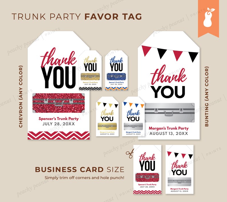PRINTABLE Trunk Party Birthday Favor Tag 2x3.5 Custom - Etsy