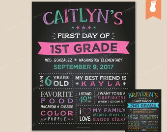 PRINTABLE First OR Last Day Back to School Announcement Sign Poster ...