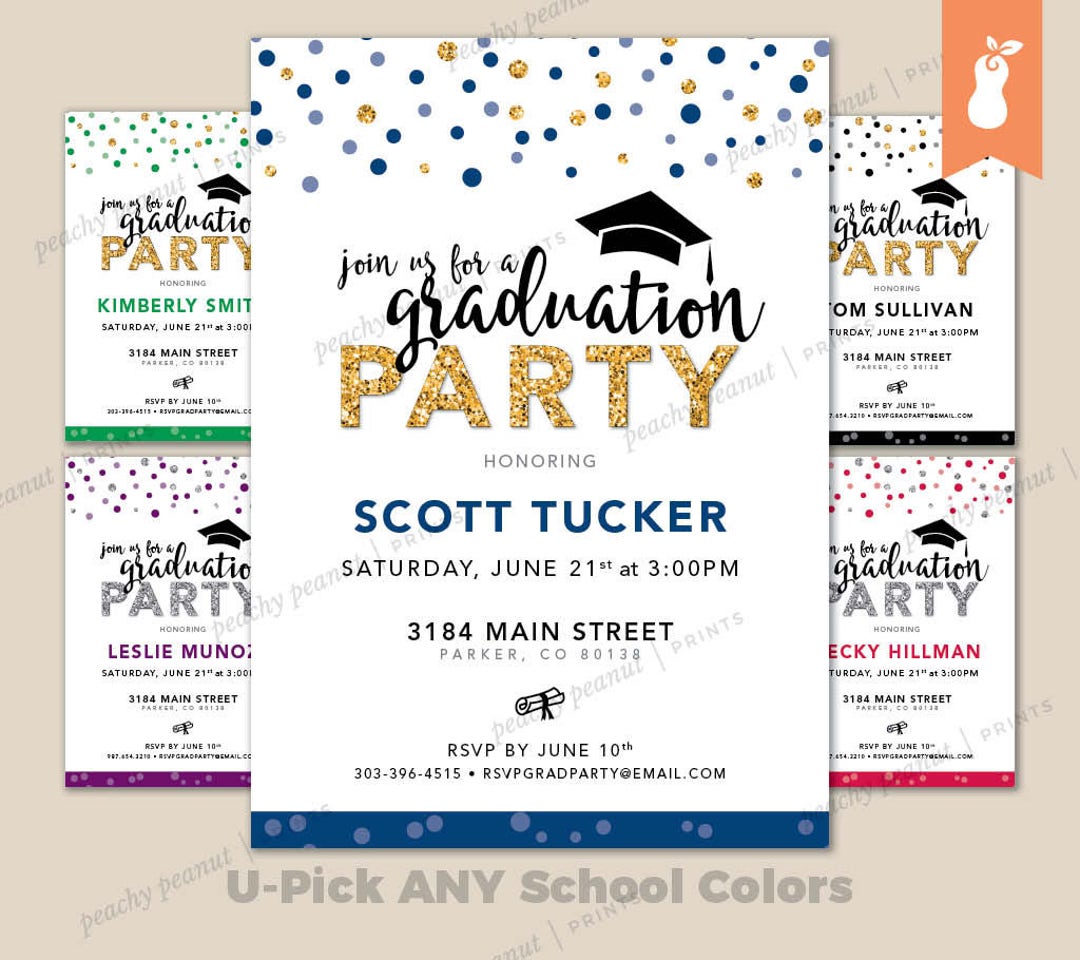 PRINTABLE | Graduation Party Celebration Invitation Glitter Confetti ...