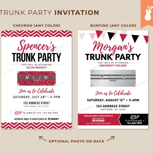 PRINTABLE Trunk Party Invitation 5x7 or 4x6 Custom - Etsy
