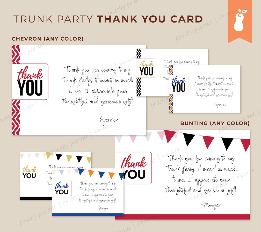 PRINTABLE | Trunk Party Thank You Card | 4x6 | Custom Digital File - Etsy