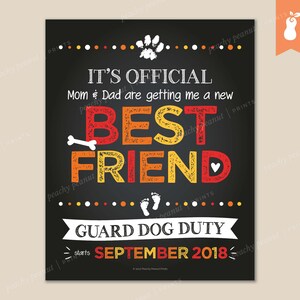 PRINTABLE | Best Friend Guard Dog Duty Pregnancy Announcement Sign ...