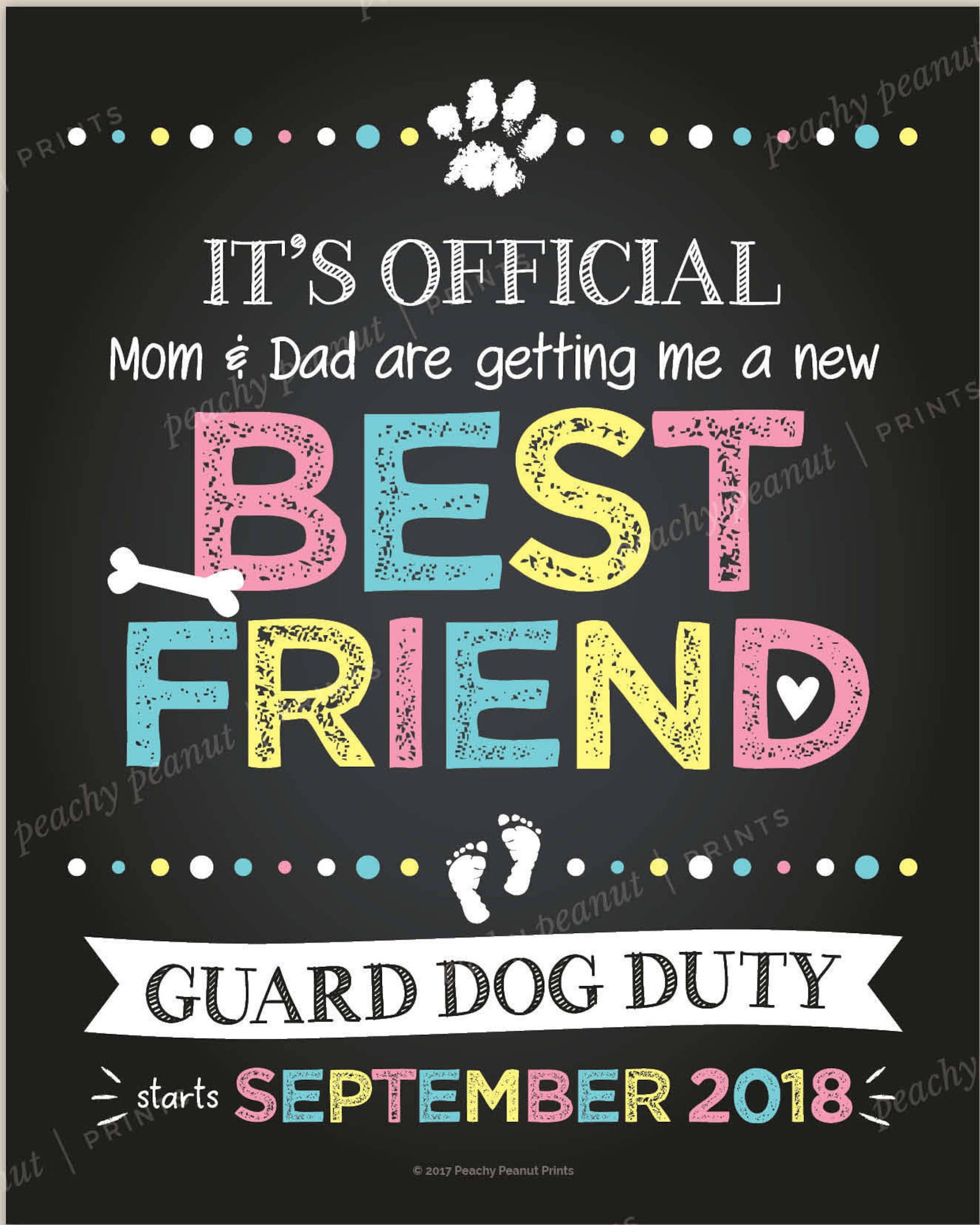 PRINTABLE Best Friend Guard Dog Duty Pregnancy Announcement | Etsy