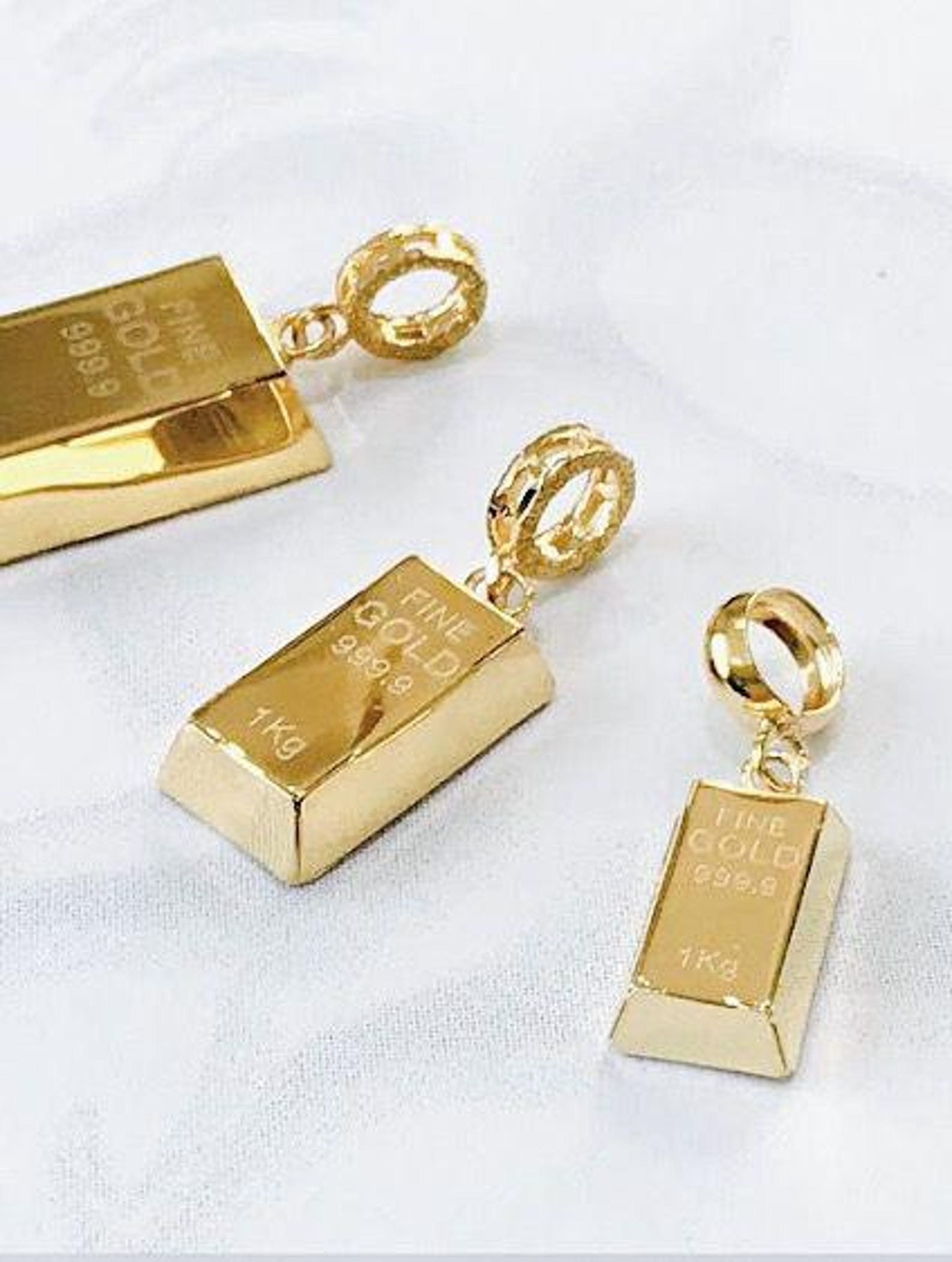 Gold Bar Pendant 21K : 3D Bullion Necklace, Real Gold Fine Jewelry - Etsy
