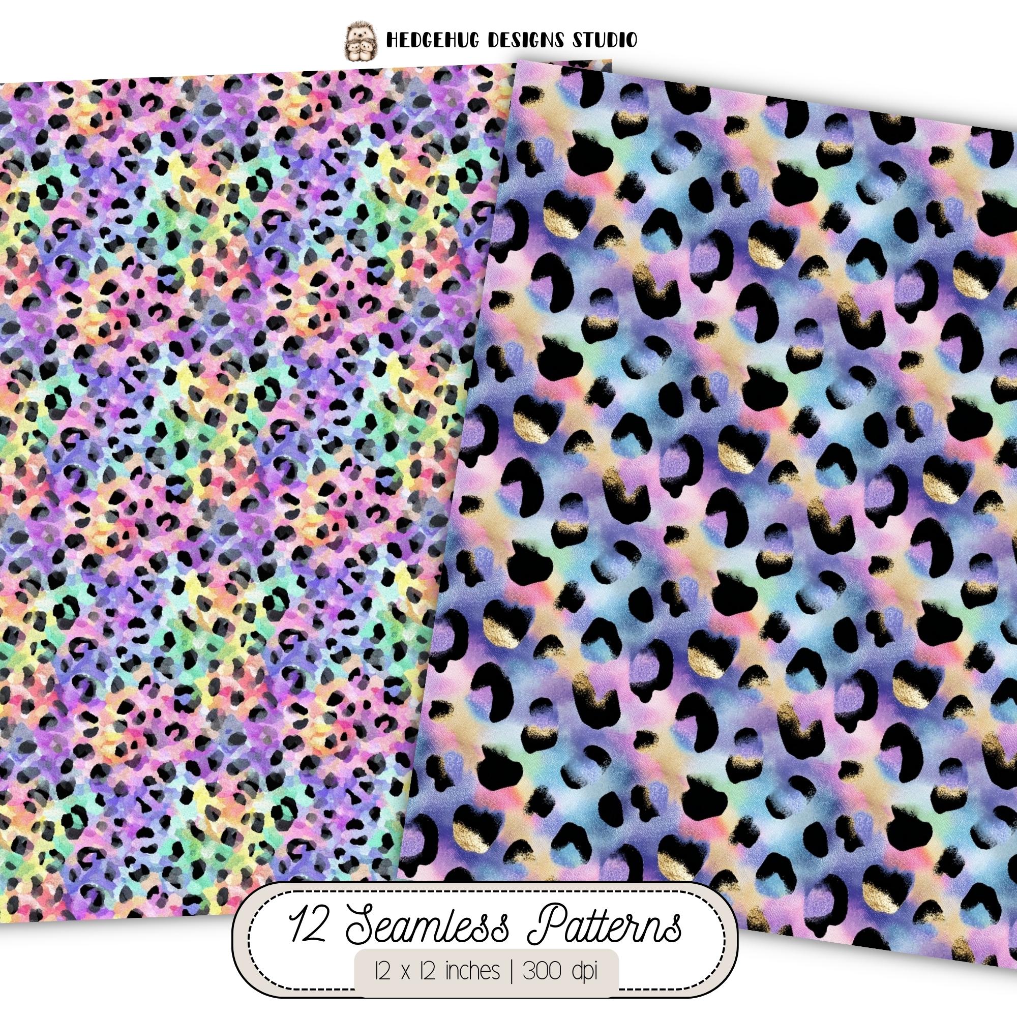 Rainbow Leopard Print Digital Paper: Iridescent Pastel Animal Patterns ...