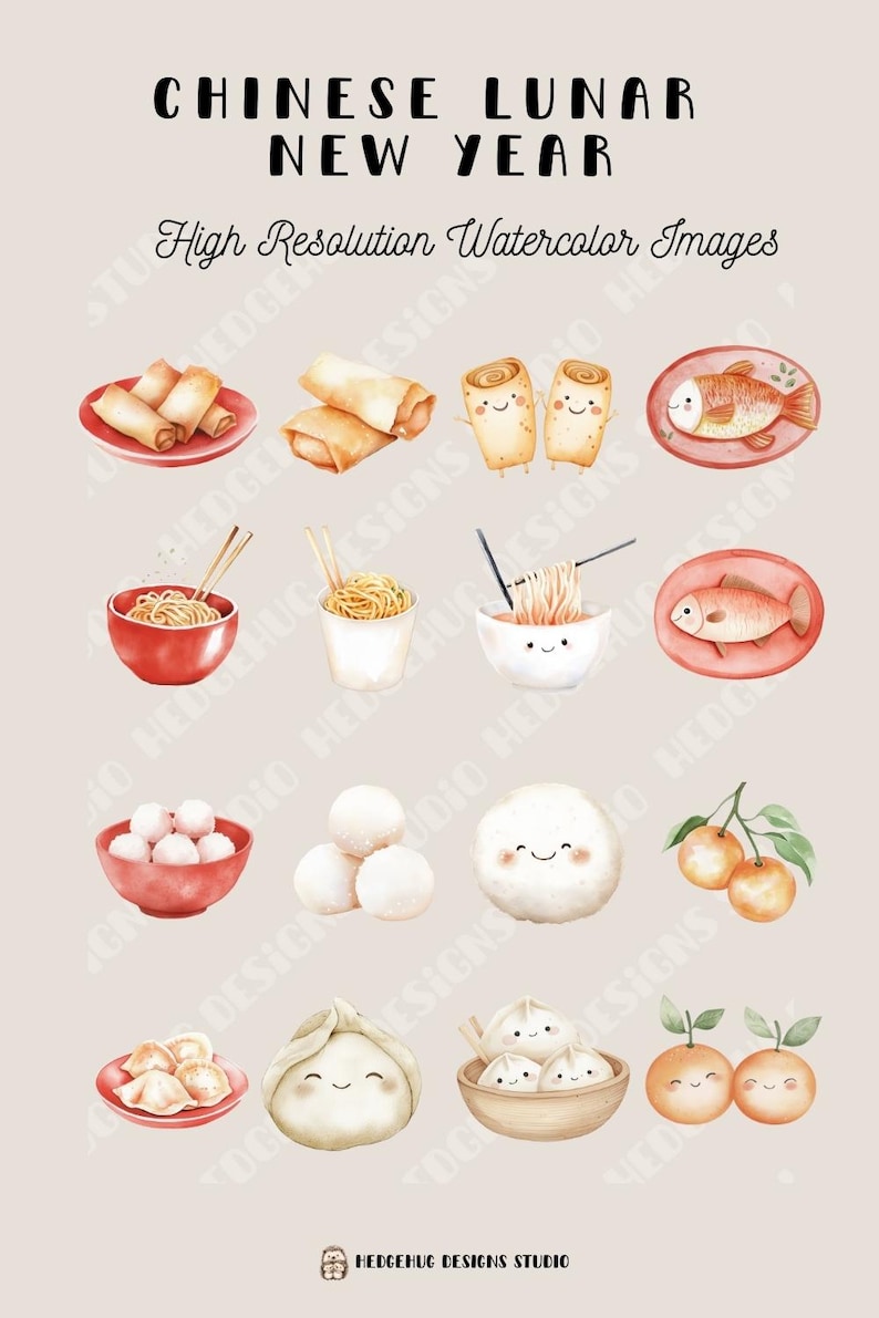 Chinese New Year Clipart - Watercolor Lunar New-year PNG Nursery Images ...