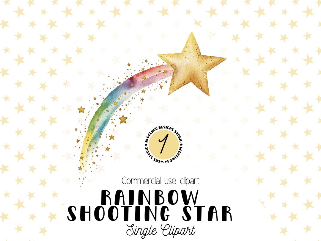 Magical Watercolor Rainbow Shooting Star Clipart - Whimsical Glittery ...