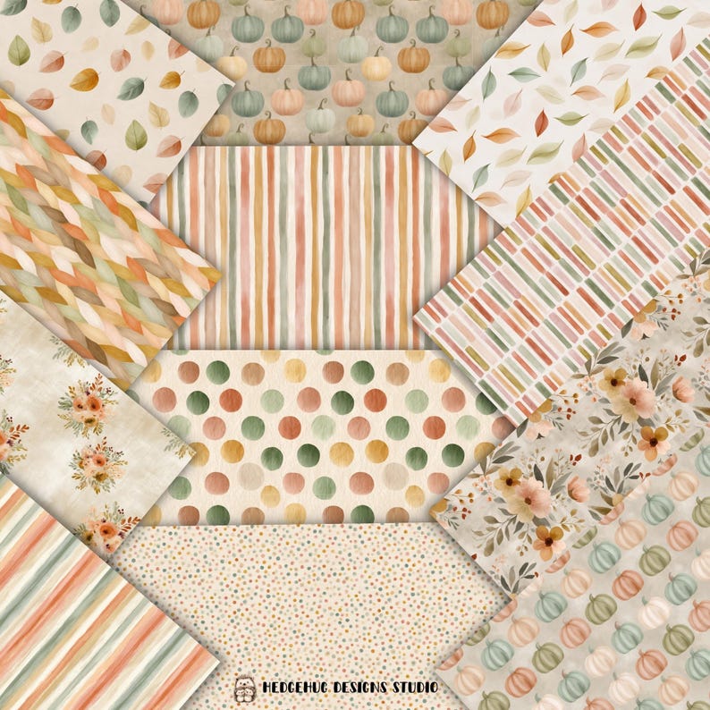 Boho Fall Colors Digital Papers Pack, Cozy Autumn Watercolor Seamless ...