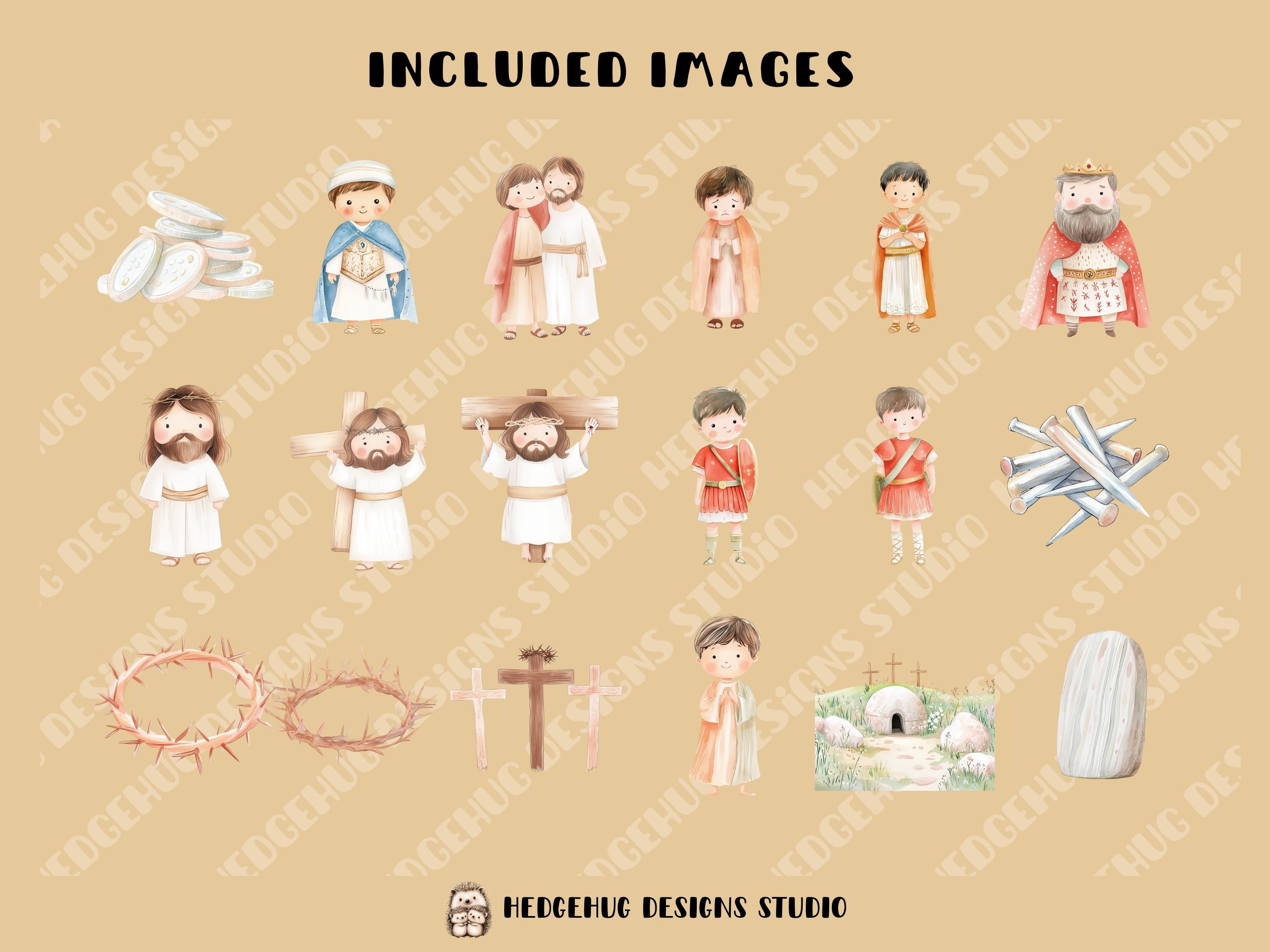 Watercolor Easter Story Clipart, Cute Christian Bible Story ...