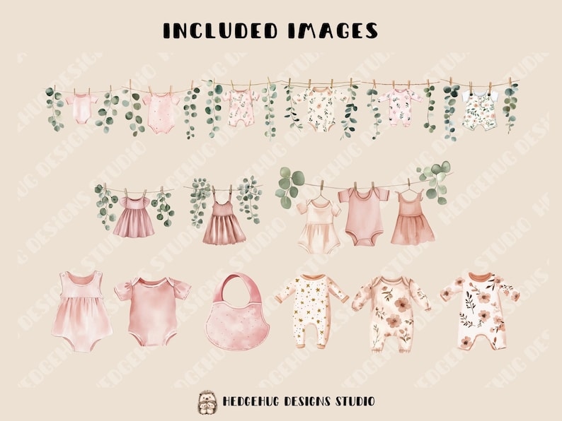 Boho Baby Girl Shower Clipart, Watercolor Baby Shower PNG, Blush Pink ...