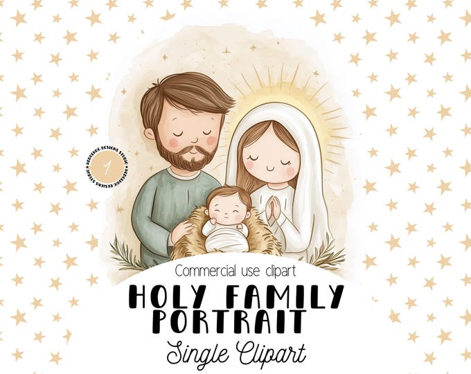 Christmas Nativity Clipart Set - Mary, Joseph, and Baby Jesus, Nativity ...