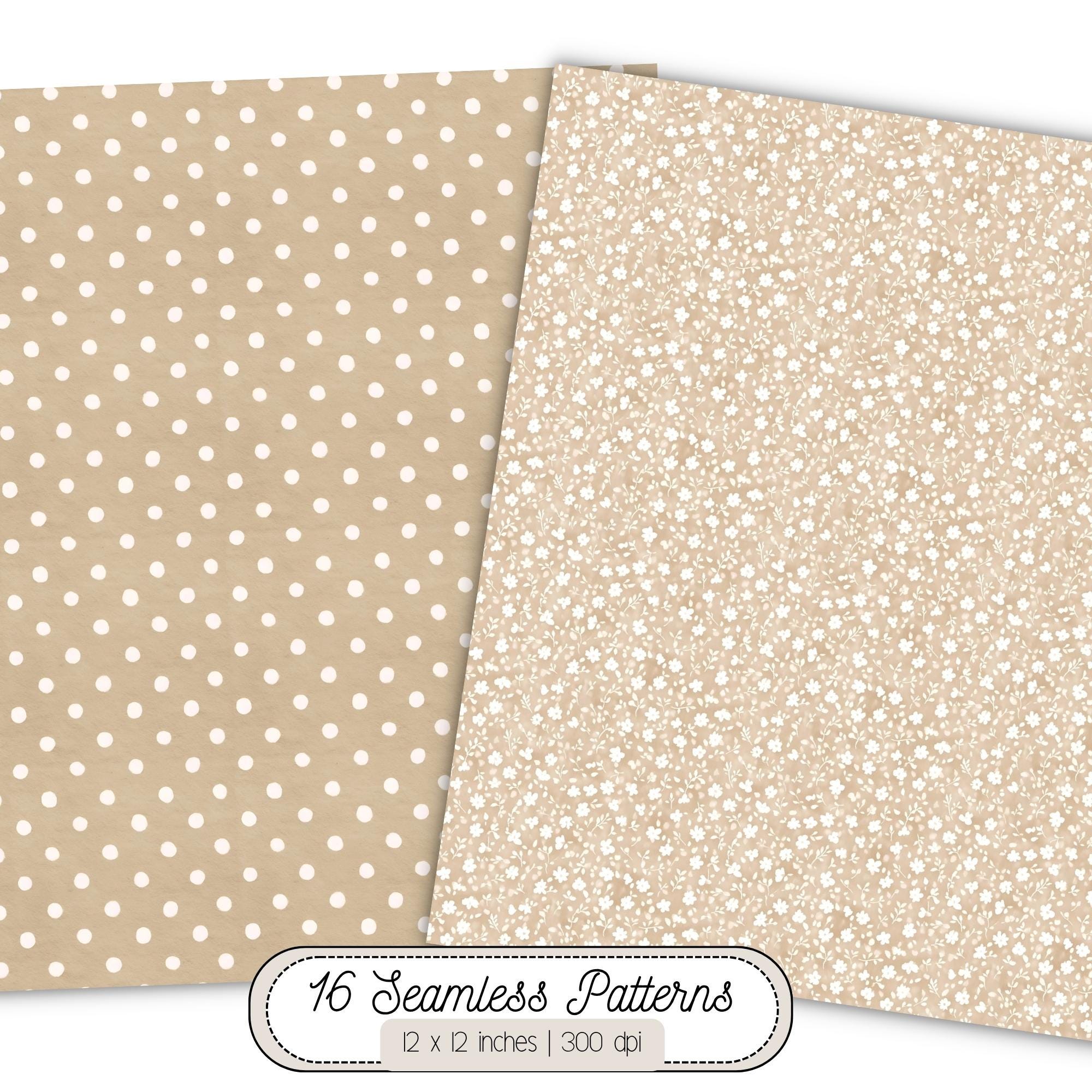 Neutral Cottagecore Digital Paper Pack: Gingham, Floral, Dots, Stripes ...