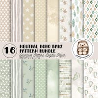 Boho Baby Digital Paper Pack Pastel Seamless Pattern Watercolor Polka ...