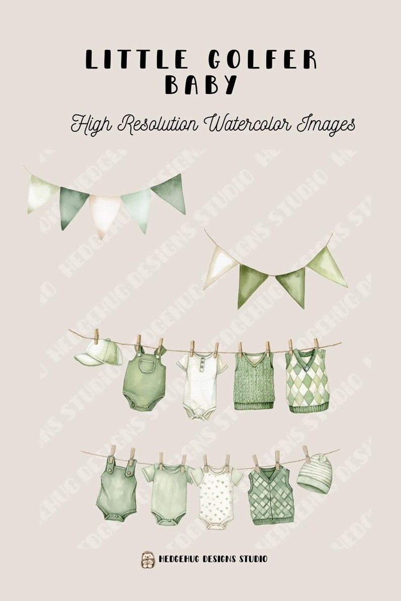 Watercolor Golf Baby Shower Clipart - Little Golfer, Little Putter ...