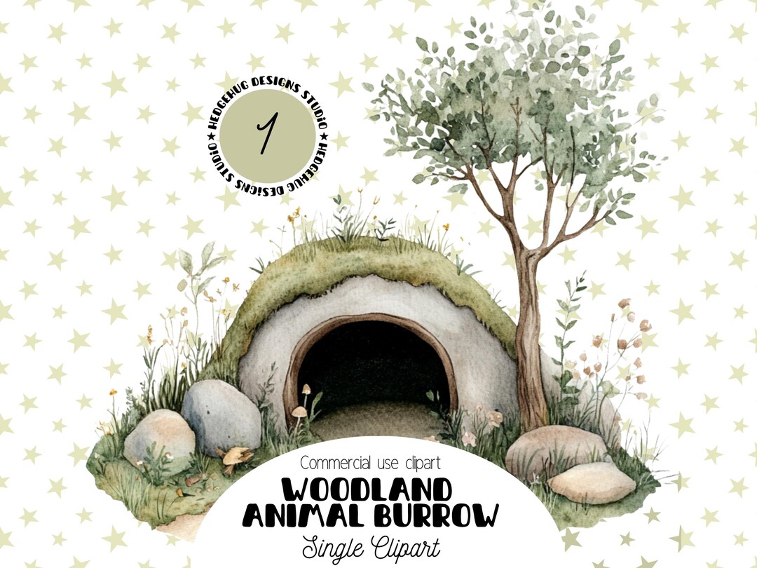 Woodland Animal Burrow Clipart: Forest Home Illustration (single PNG ...