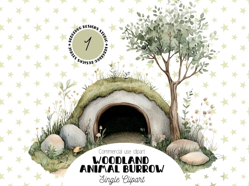 Woodland Animal Burrow Clipart: Forest Home Illustration (single PNG ...