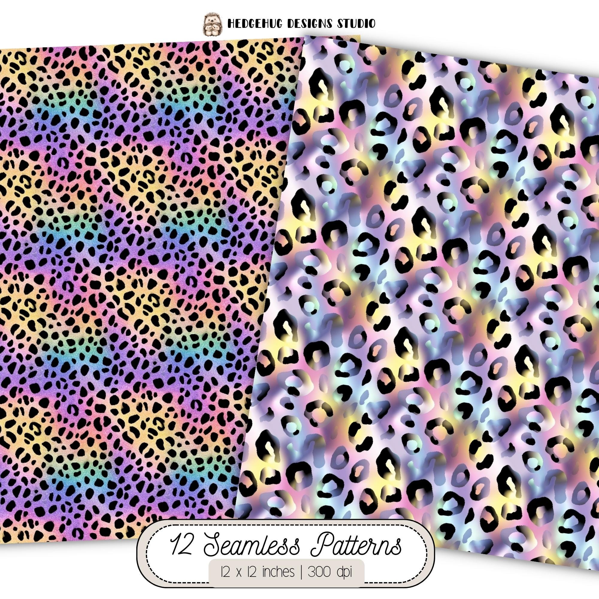 Rainbow Leopard Print Digital Paper: Iridescent Pastel Animal Patterns ...