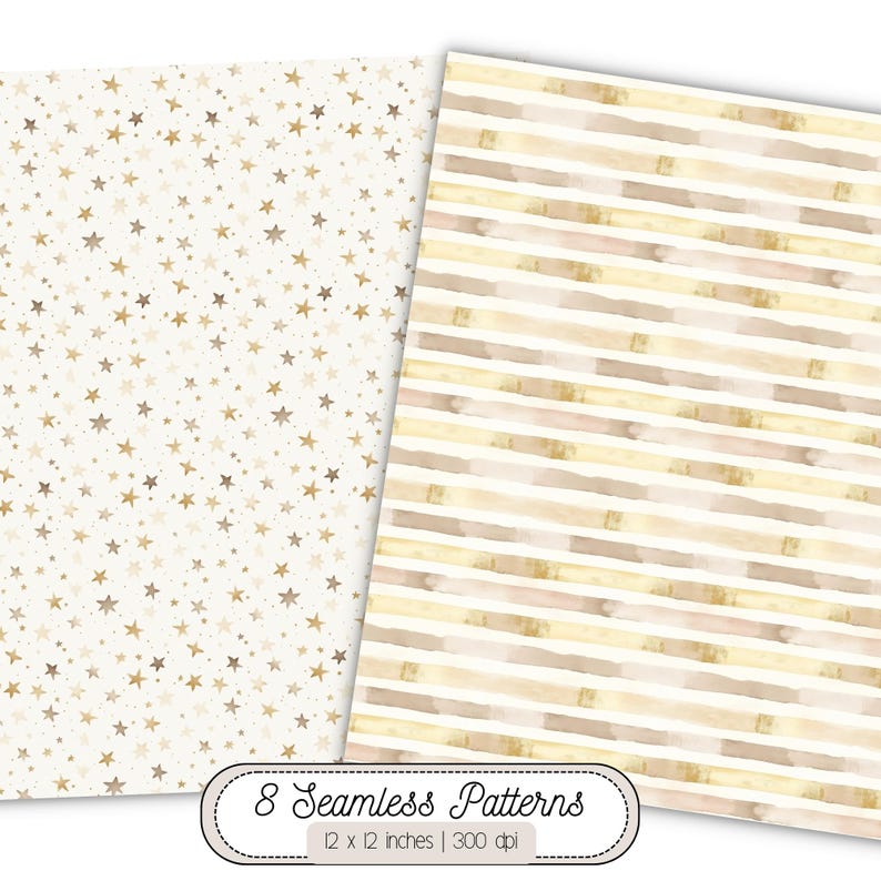 Neutral Baby Digital Paper Bundle | 8 Beige Seamless Patterns | Nursery ...
