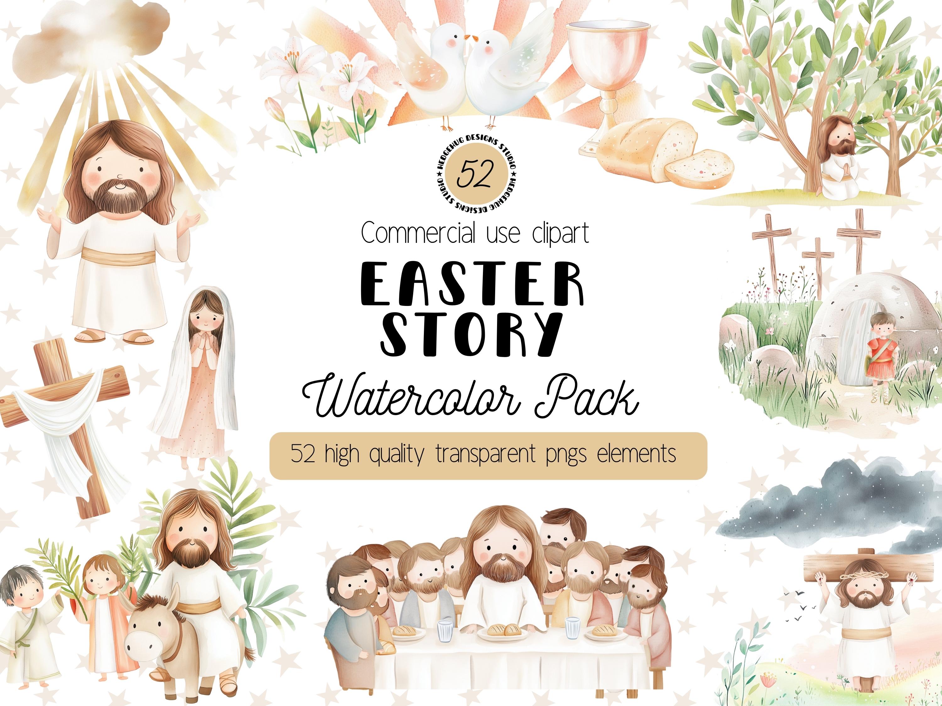 Watercolor Easter Story Clipart, Cute Christian Bible Story ...