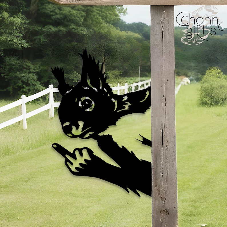 Custom Funny Squirrel Metal Sign, Middle Finger Squirrel Decor ...