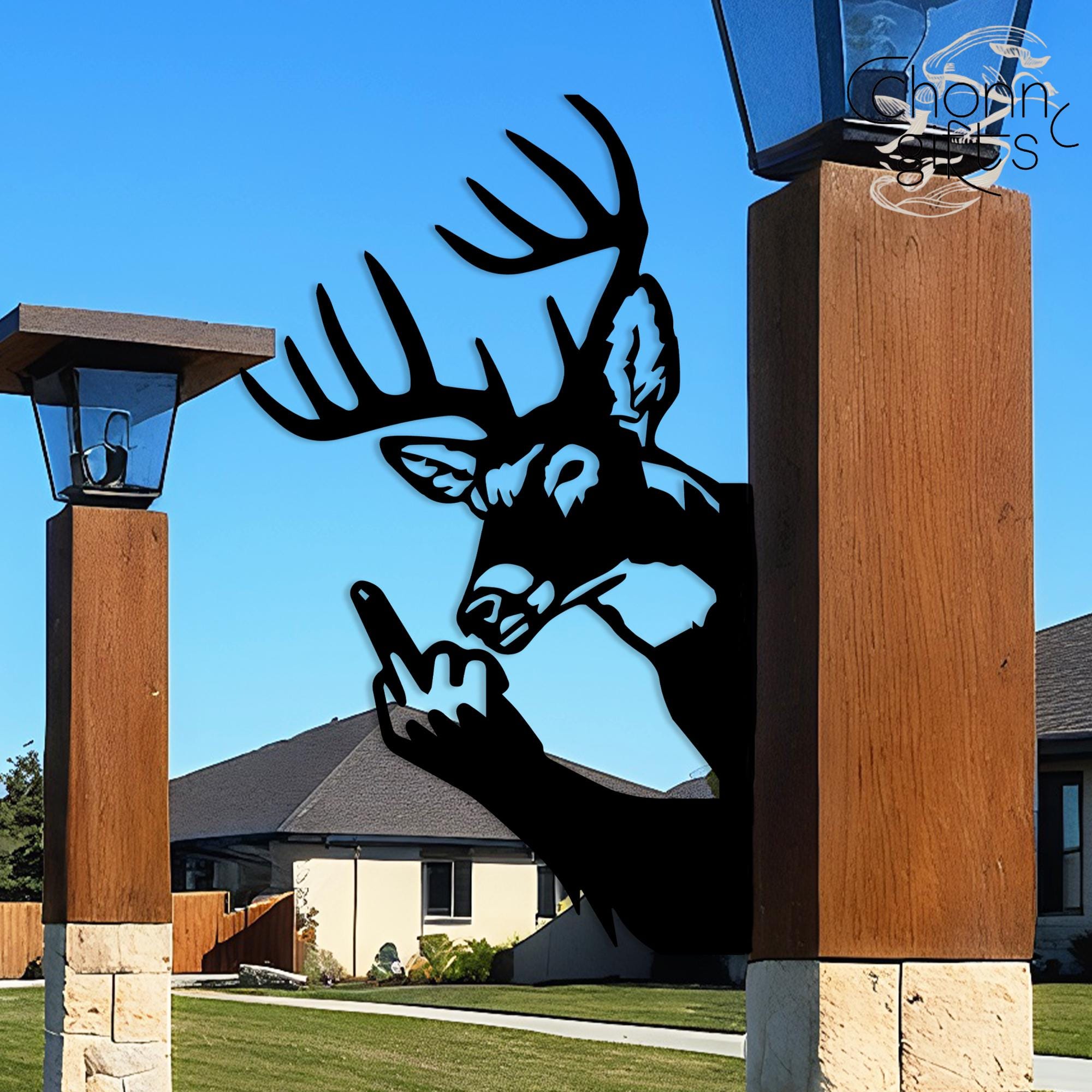 Custom Funny Deer Metal Sign, Middle Finger Deer Decor, Offensive Humor ...