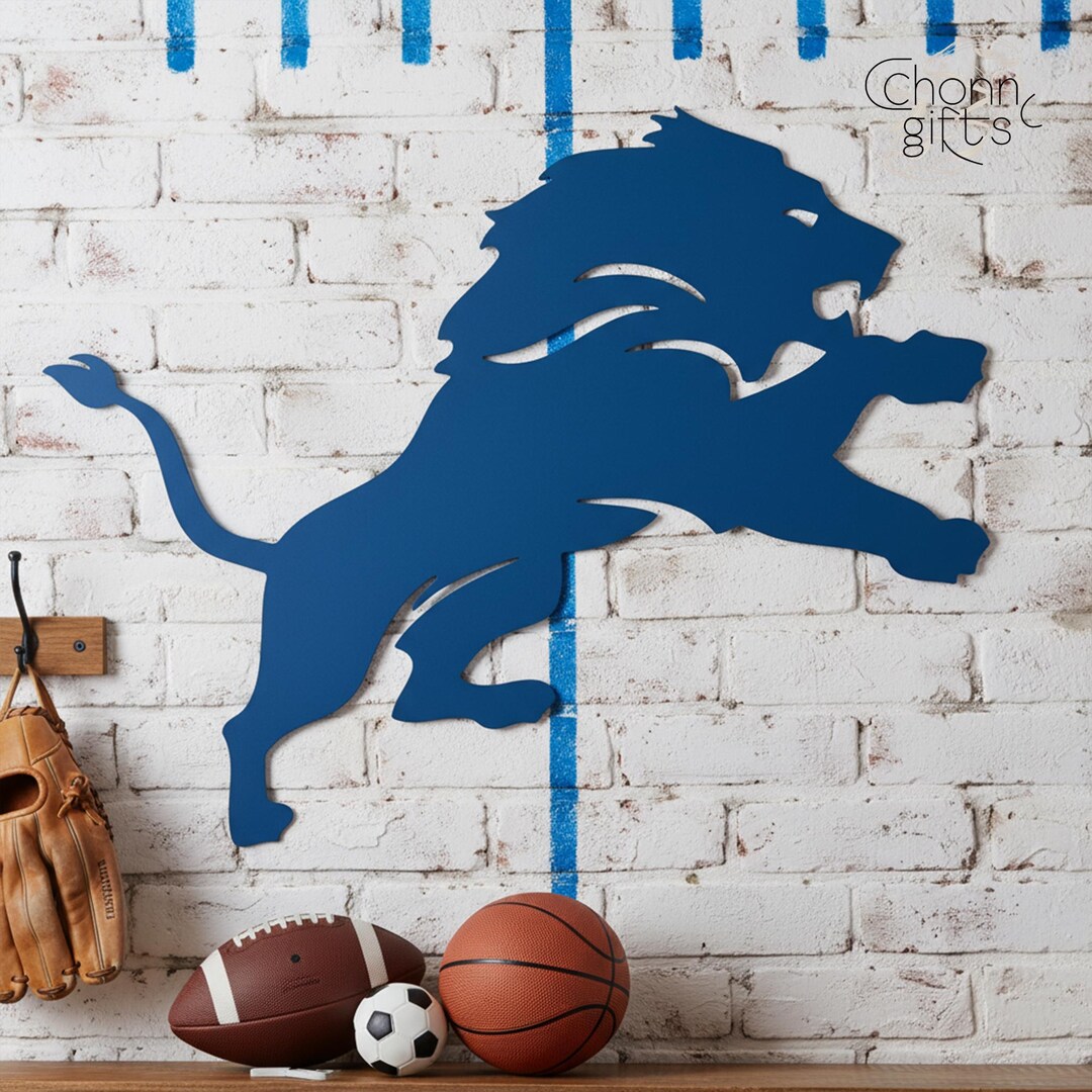 Custom Lions Metal Wall Art, Lion Silhouette Decor, Lions Football ...