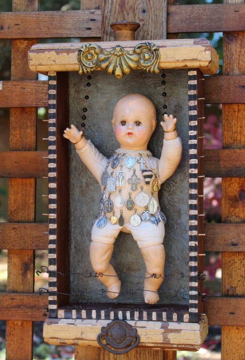 Assemblage Shrine Shadow Box Found Object Mixed Media Religious Art ...