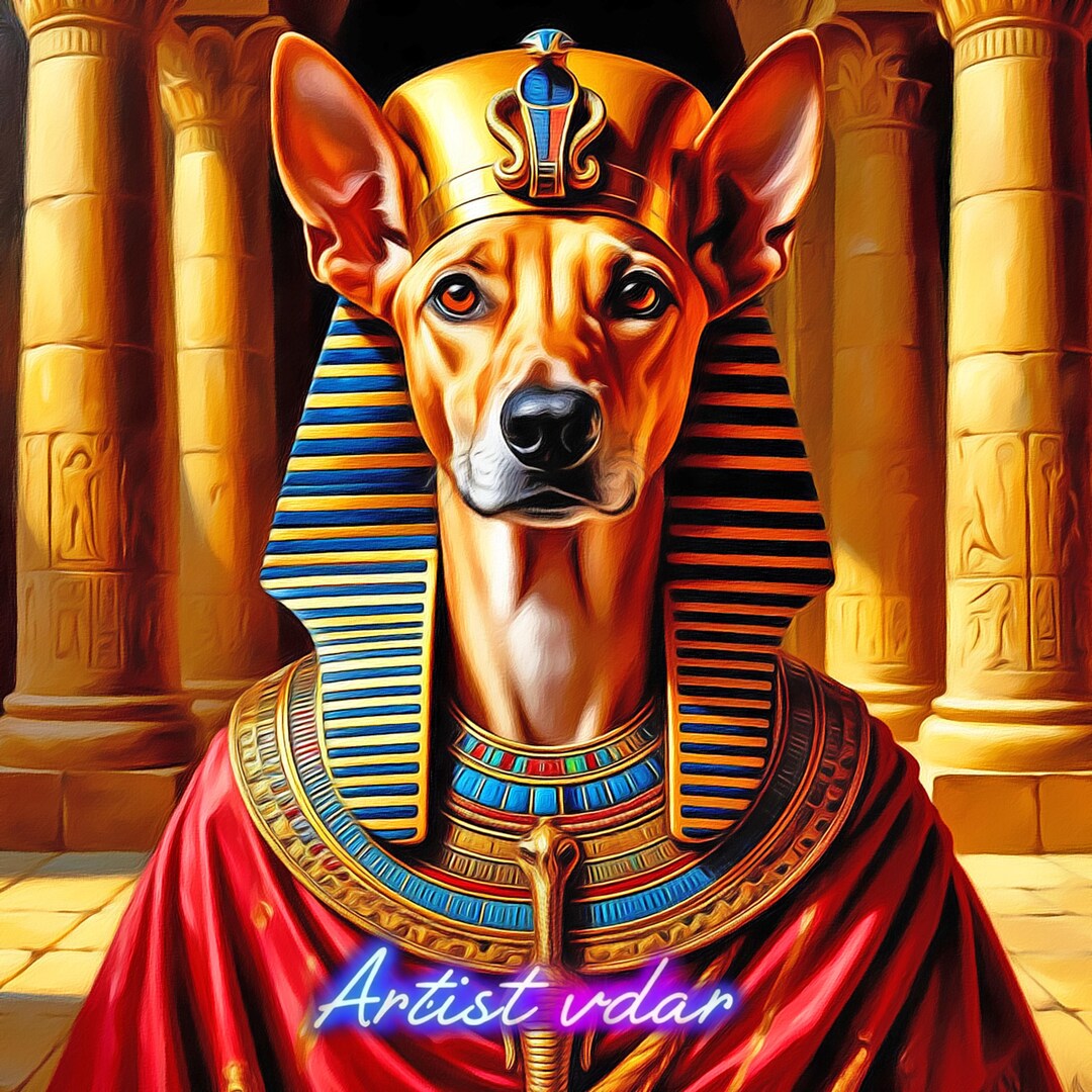 Custom Dog Portrait as Egyptian Pharaoh – Royal Pet Art in Ancient ...