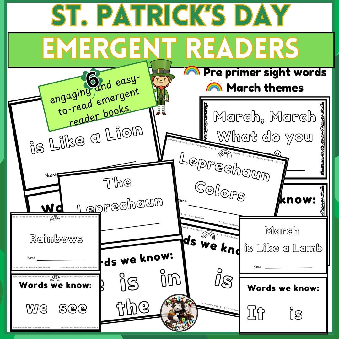 Emergent Reader- 6 Book Set- March Themes- Rainbows, Leprechauns ...