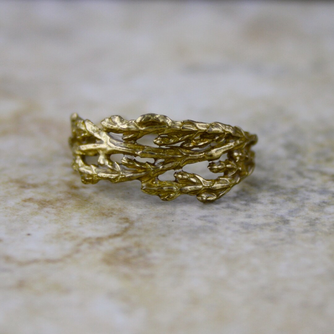 Cedar Ring, Bronze Ring, Tree Ring, Bronze Leaf Ring, Organic Ring ...