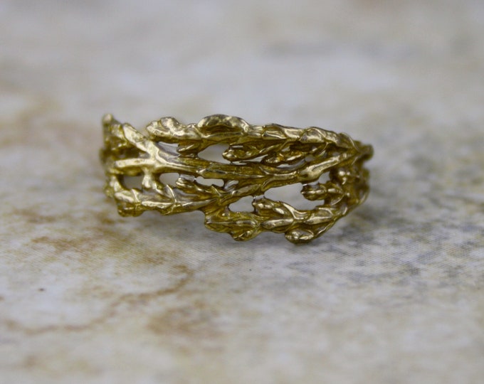 Cedar Ring, Bronze Ring, Tree Ring, Bronze Leaf Ring, Organic Ring ...
