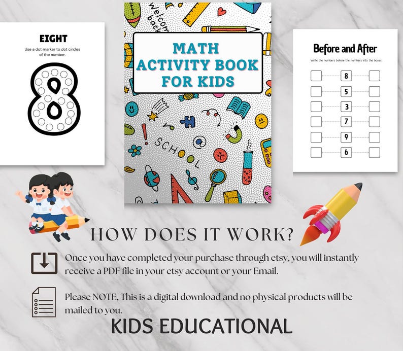 Math's Activity Book for Kids, Printable Math Workbook, Early Math ...