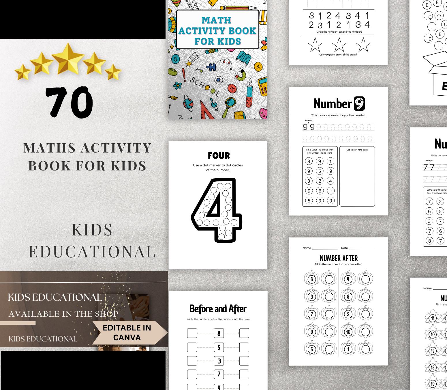 Math's Activity Book for Kids, Printable Math Workbook, Early Math ...