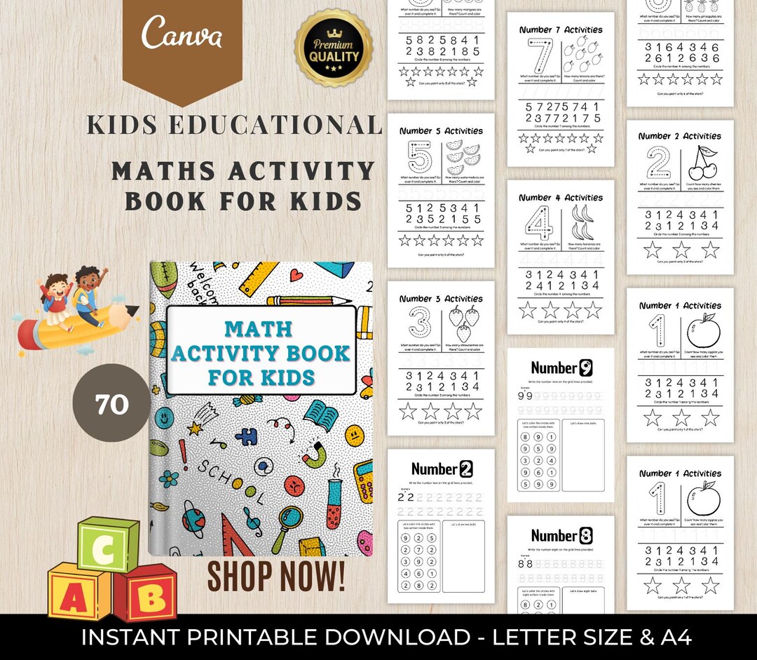 Math's Activity Book for Kids, Printable Math Workbook, Early Math ...