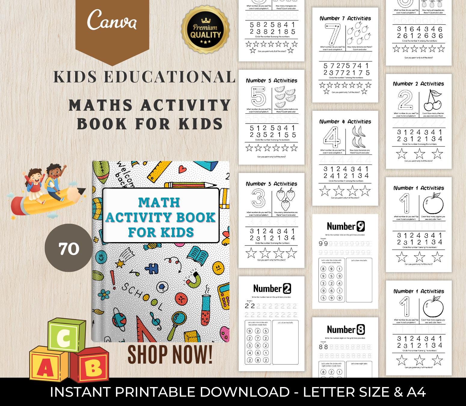Math's Activity Book for Kids, Printable Math Workbook, Early Math ...