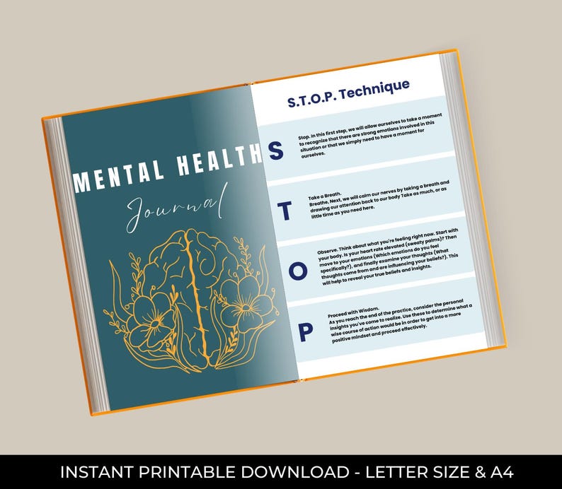 Mental Health Journal, Printable Wellness Journal, Self Care ...