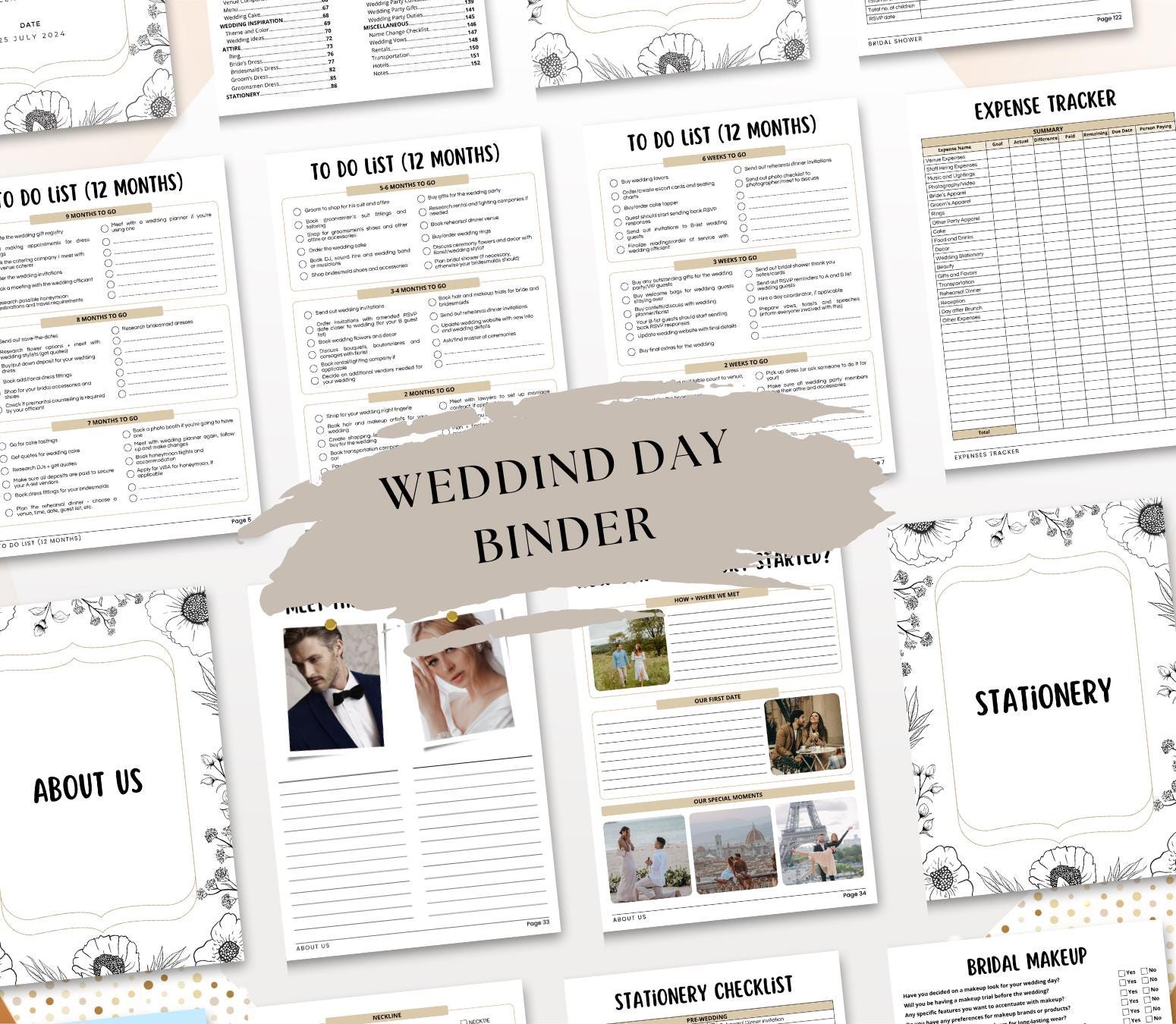 Wedding Day Binder, Printable Wedding Planner, Bridal Organization ...