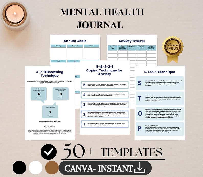 Mental Health Journal, Printable Wellness Journal, Self Care ...