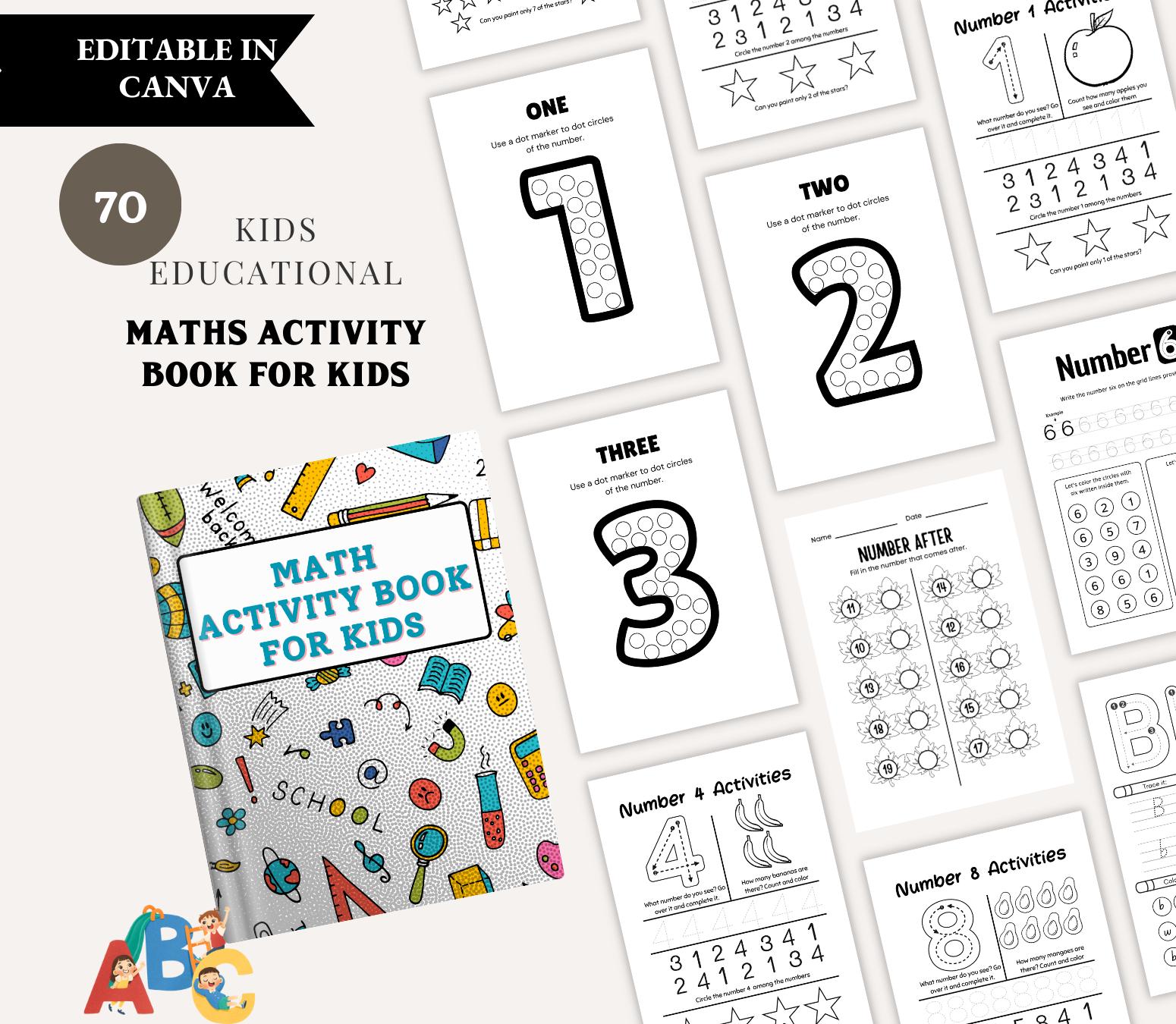 Math's Activity Book for Kids, Printable Math Workbook, Early Math ...
